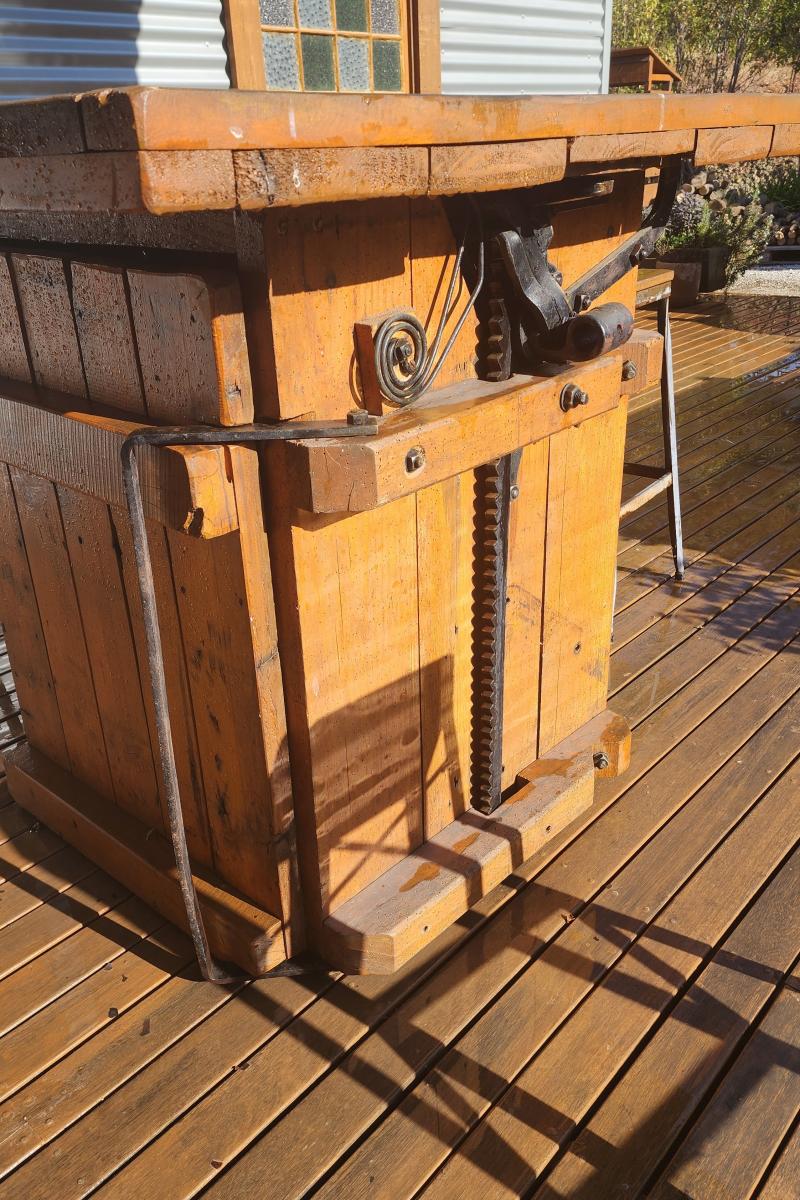 Awesome wool press bar leaner & 4 stools - Neighbourly Blenheim, Blenheim